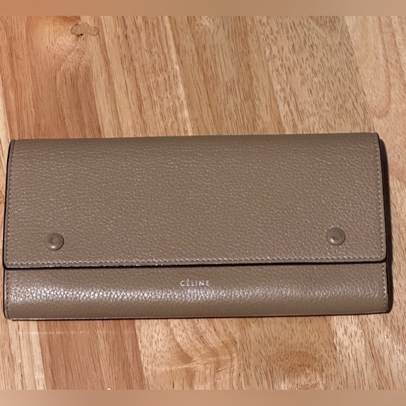 Celine | Bags | Celine Large Calfskin Wallet With Red Interiorcan Be ...